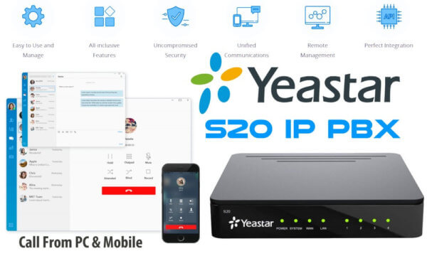 Yeastar S20 IP PBX Kenya - 20 Users - 4 FXO - CDR & Call Recording